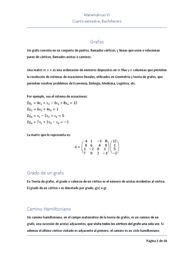 Grafos | PDF | Teoría de grafos | Matriz (Matemáticas)