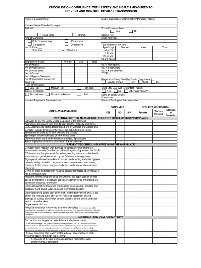 DOLE Monitoring of Compliance With JMC 20-04A Checklist As of 08 Jun 21 ...