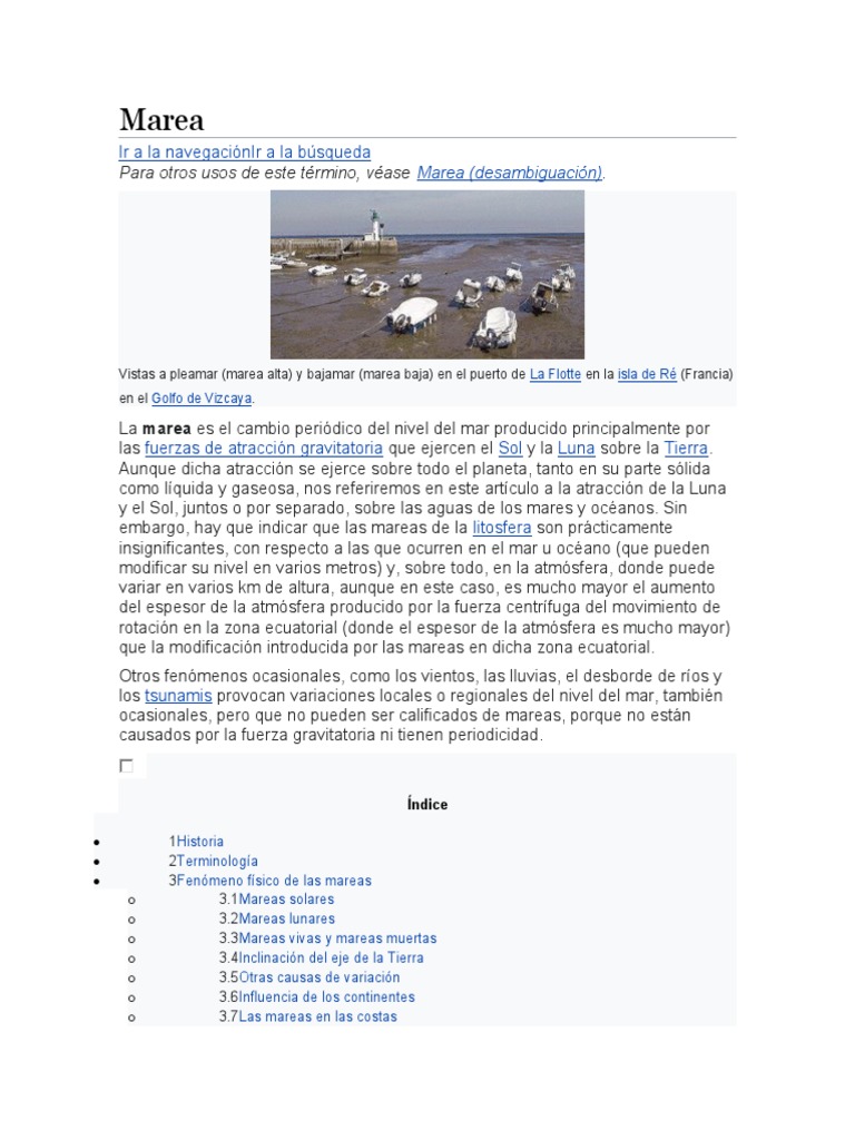 Las Mareas | PDF | Marea | Física Aplicada e Interdisciplinaria