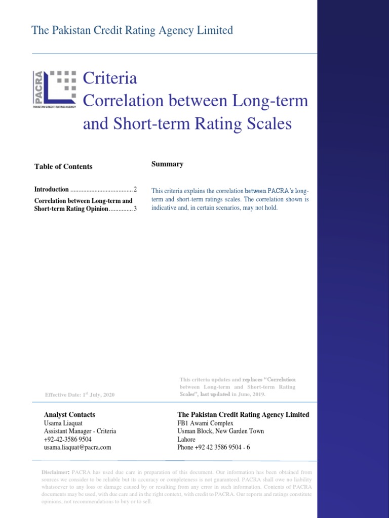 Pacra Methodology LT ST Fy20 | PDF | Credit Rating | Bond Credit Rating