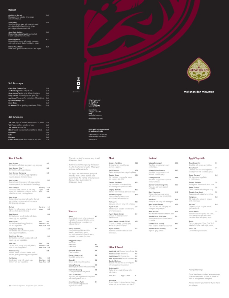 Satay House Menu | PDF | Curry | Food Ingredients