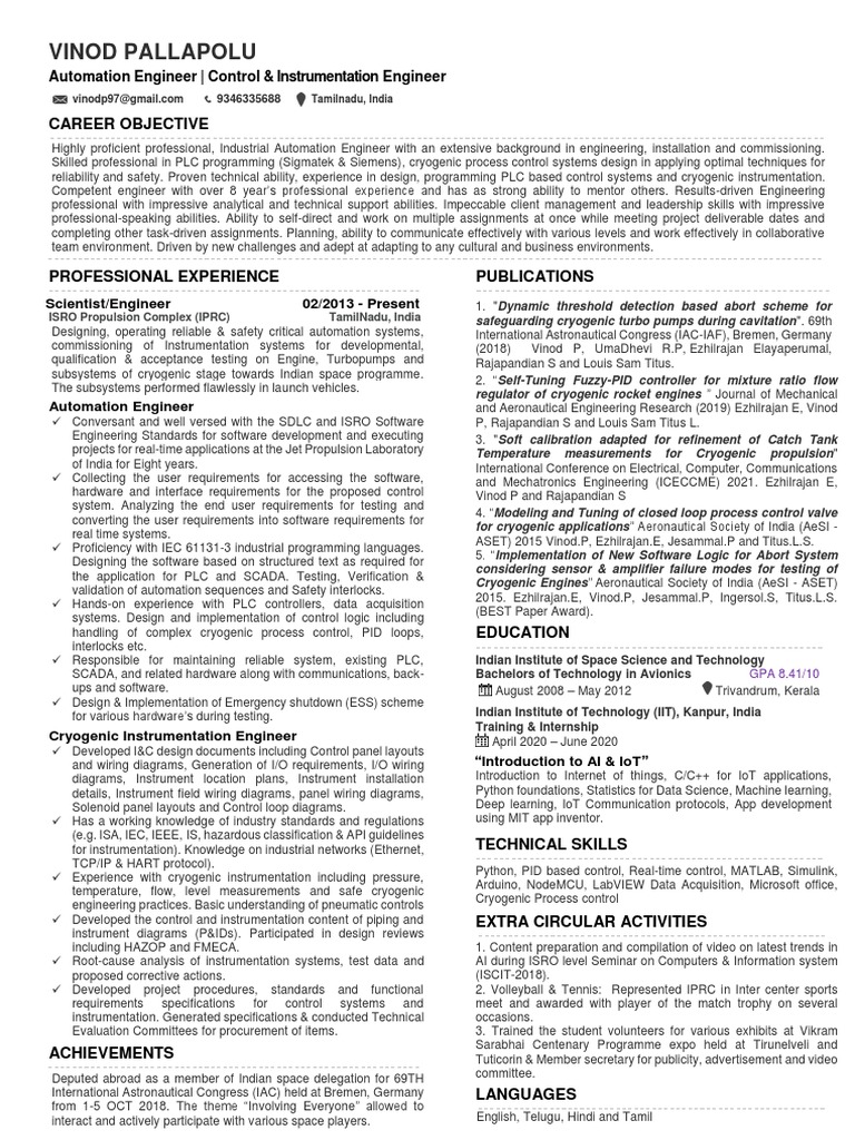 Vinod Pallapolu: Automation Engineer - Control & Instrumentation ...