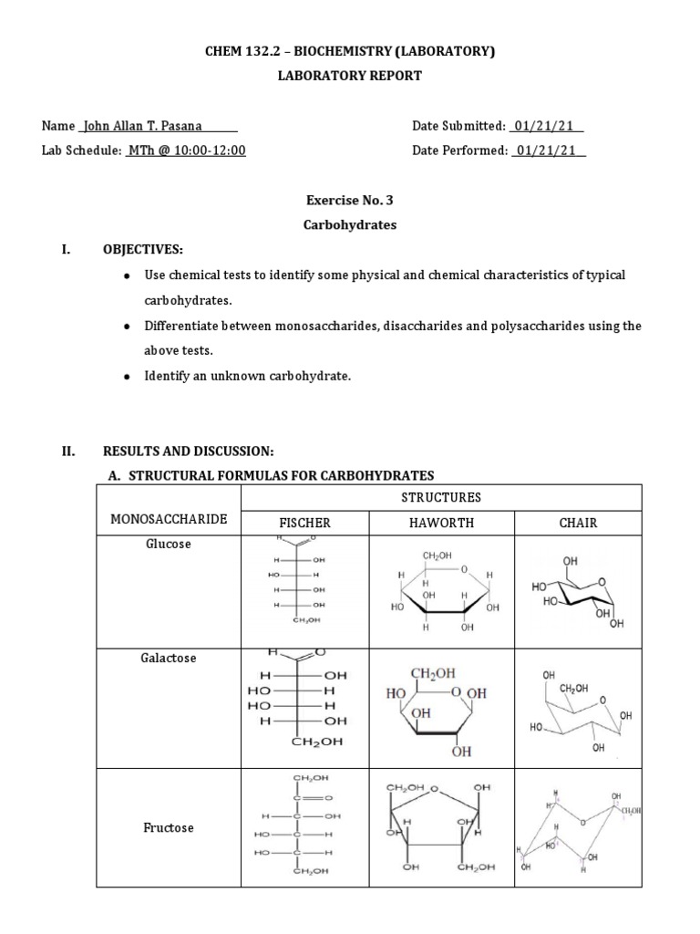 Laboratory Outline - Exercise 3 | PDF | Sucrose | Carbohydrates