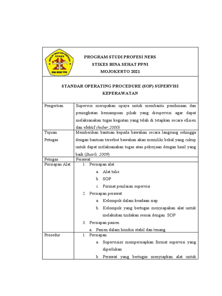 Sop Supervisi | PDF