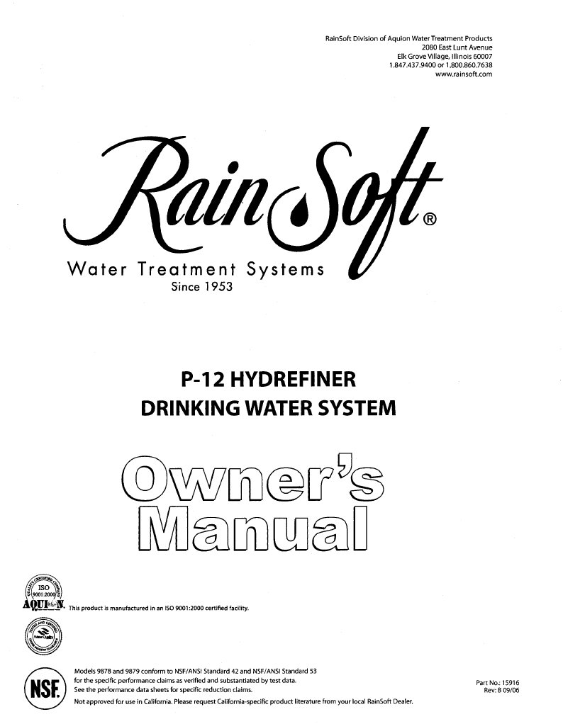 Rainsoft P-12 Manual | PDF | Technology & Engineering