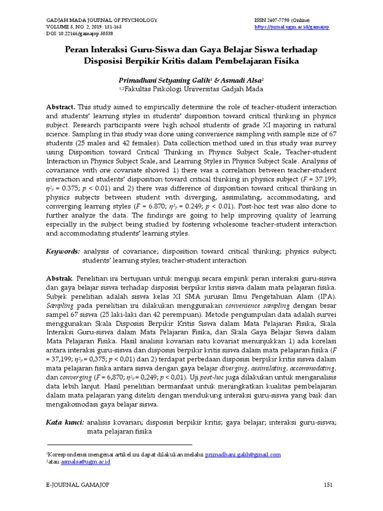 Contoh Jurnal | Unduh gratis PDF | Pemikiran Kritis | Guru