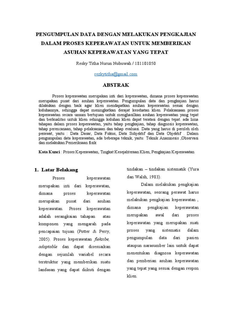 Pengumpulan Data Keperawatan | PDF