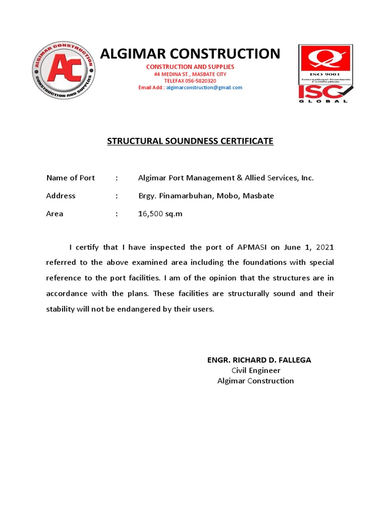 Certificate of Structural Soundness | PDF