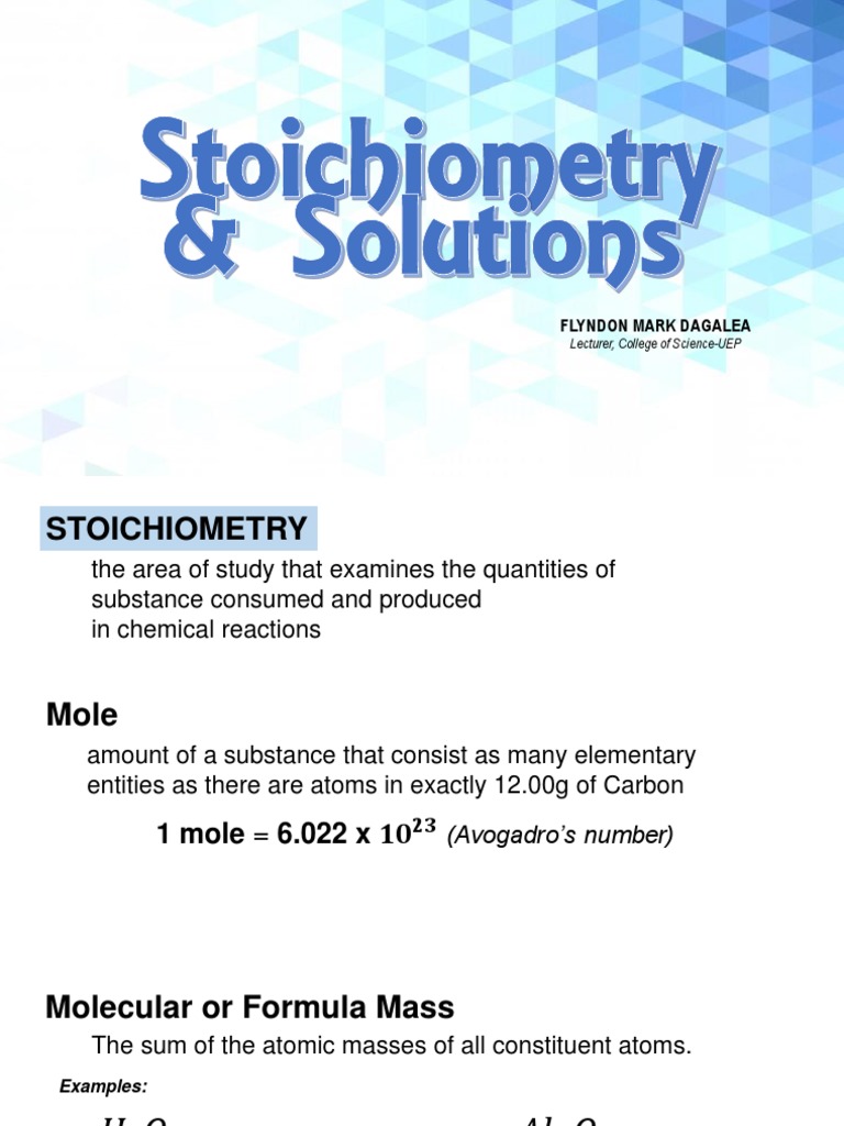 Stoichiometry and Solutions | PDF | Mole (Unit) | Solution