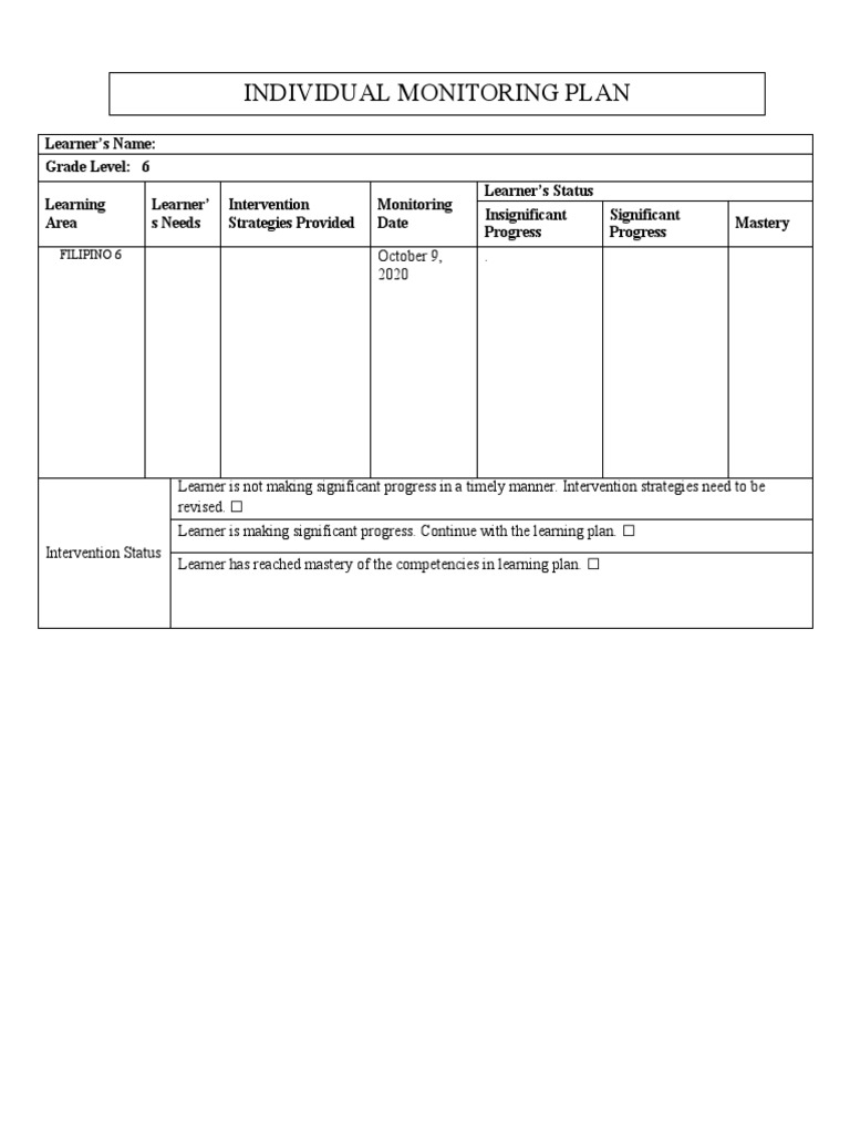 Learner Individual Plan | PDF