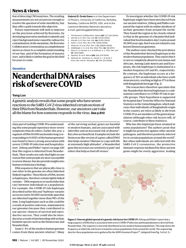 Neanderthal DNA Highlights Complexity of COVID Risk Factors | PDF ...