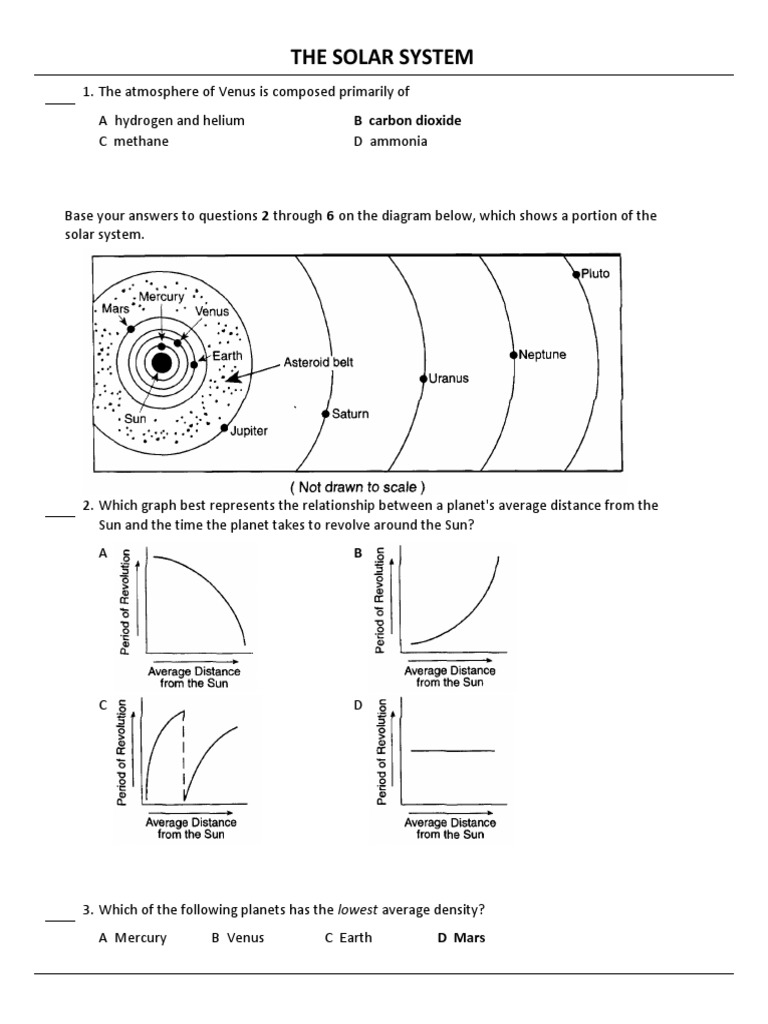 The Solar System Questions KEY | PDF | Planets | Solar System