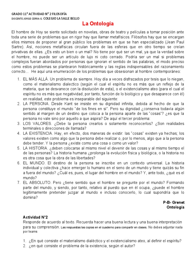 La Ontología Alan Quiroga 11d | PDF | Dialéctico | Existencialismo