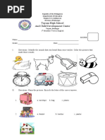 Kindergarten 3 English Test (April) | PDF