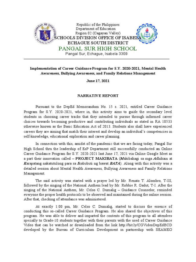 Career Guidance Narrative Report | PDF | Bullying | Cyberbullying