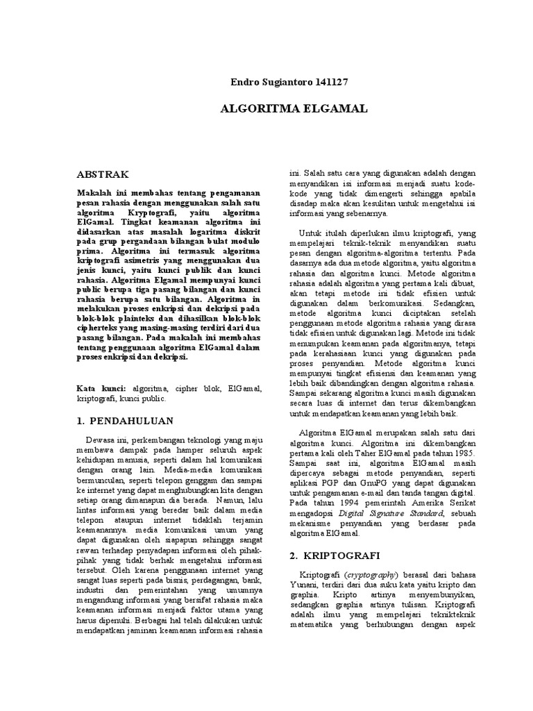 Algoritma Kriptografi ElGamal dan Penerapannya dalam Enkripsi dan ...