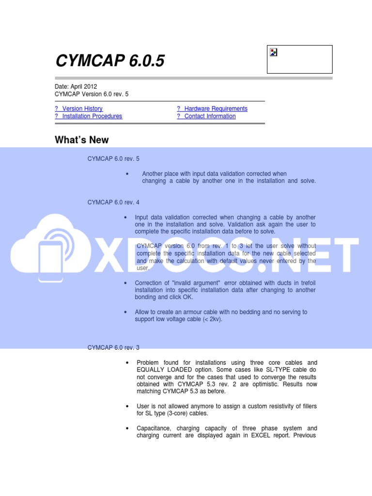 CYMCAP 6.0.5 Cable Rating Software Version History | PDF | Insulator ...