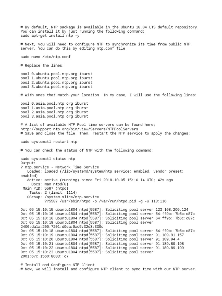 Install NTP Server | PDF | Sudo | Internet Standards