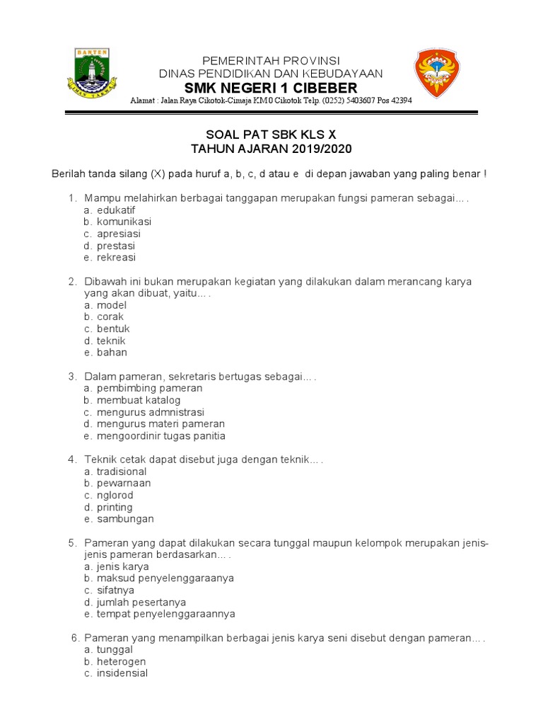 40 Soal PAT SBK Kls X 2019 2020 | PDF
