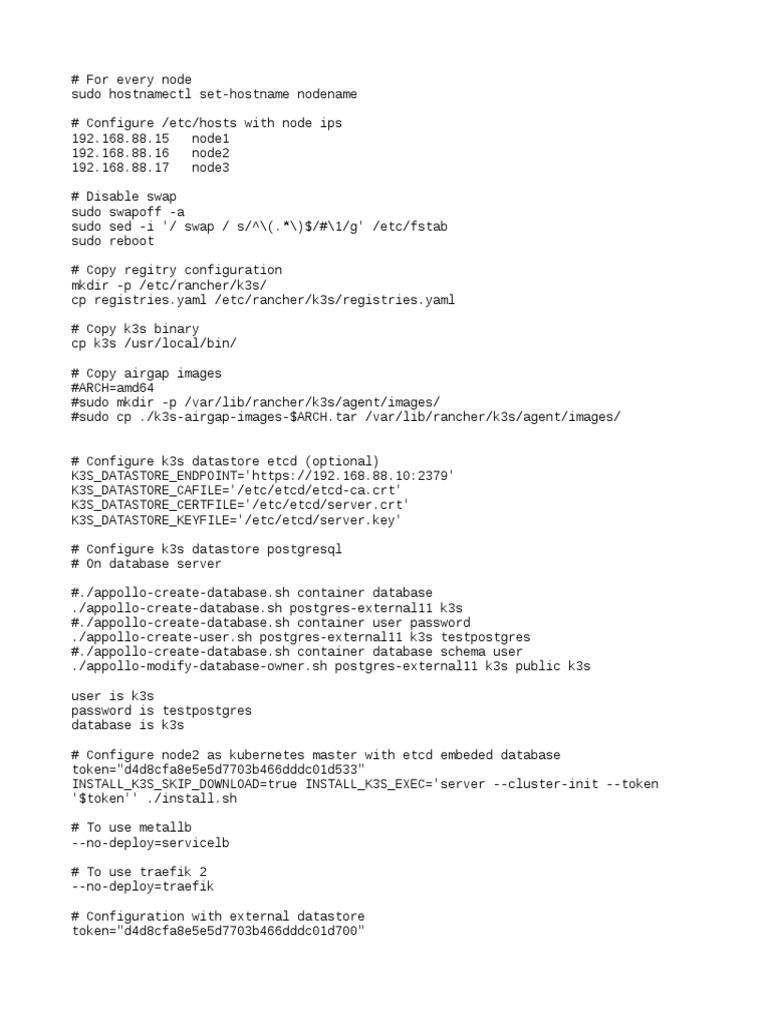 Steps k3s Cluster Configuration | PDF | Postgre Sql | Information Technology
