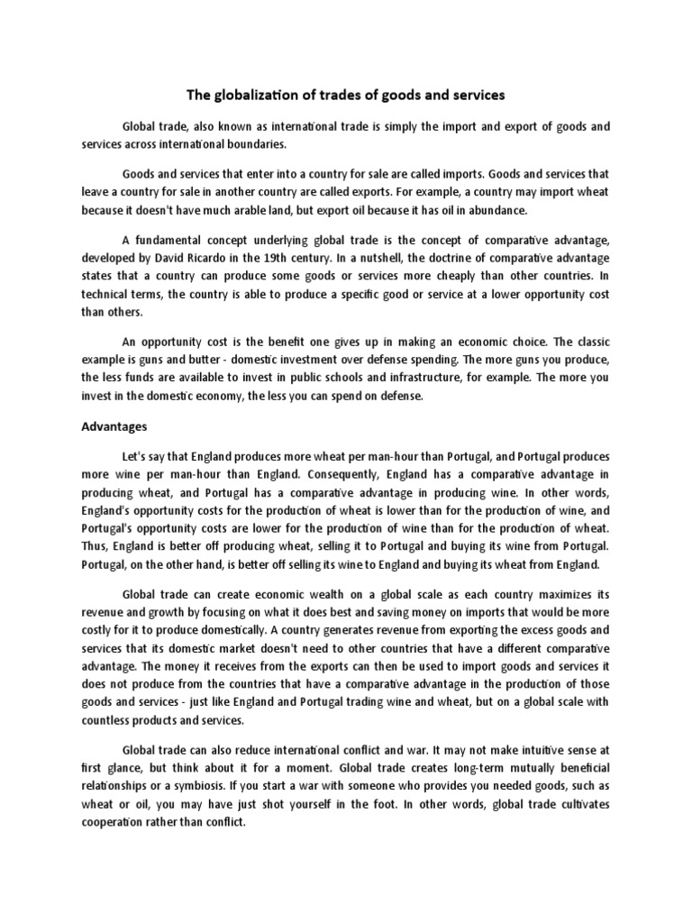 The Globalization of Trades of Goods and Services | PDF | Comparative ...