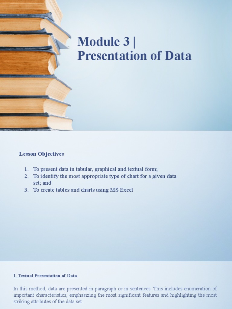 Module 3 - Presentation of Data | PDF | Chart | Histogram