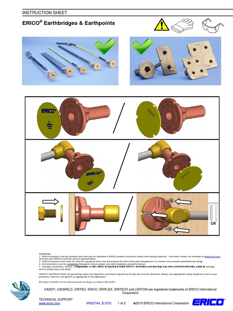 Erico Earthbridges & Earthpoints: Instruction Sheet | PDF