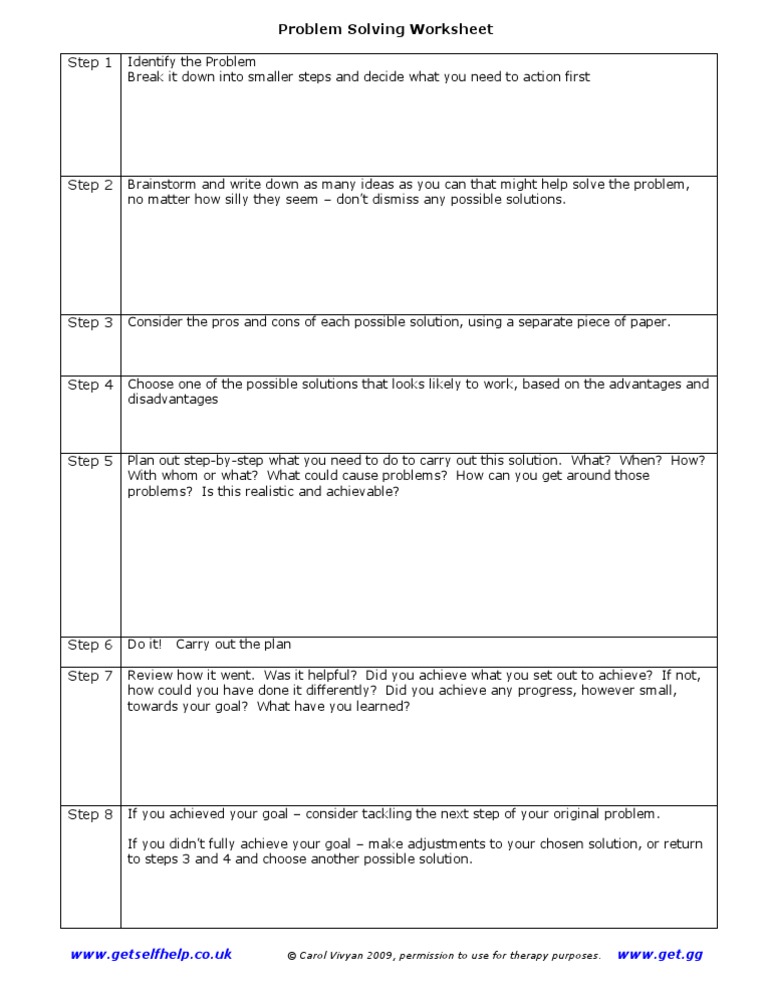 Problem Solving Worksheet | PDF