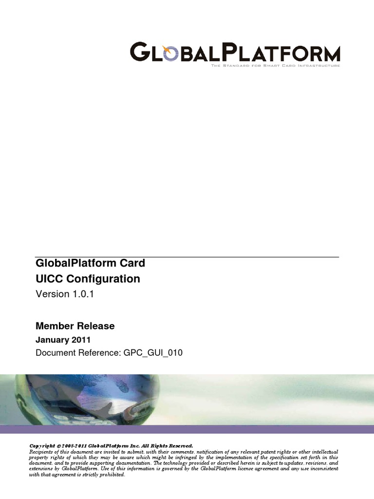 Globalplatform Card Uicc Configuration: Member Release | PDF | Smart ...
