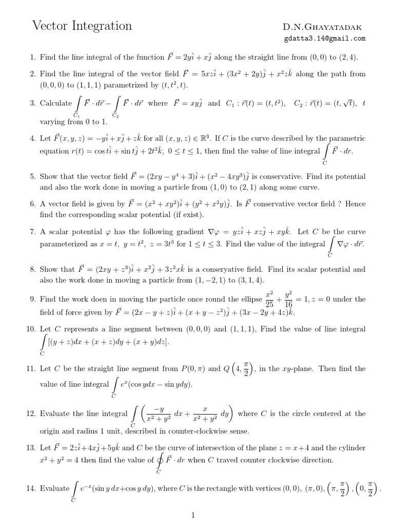 Vector Integration Problem | PDF | Teaching Mathematics