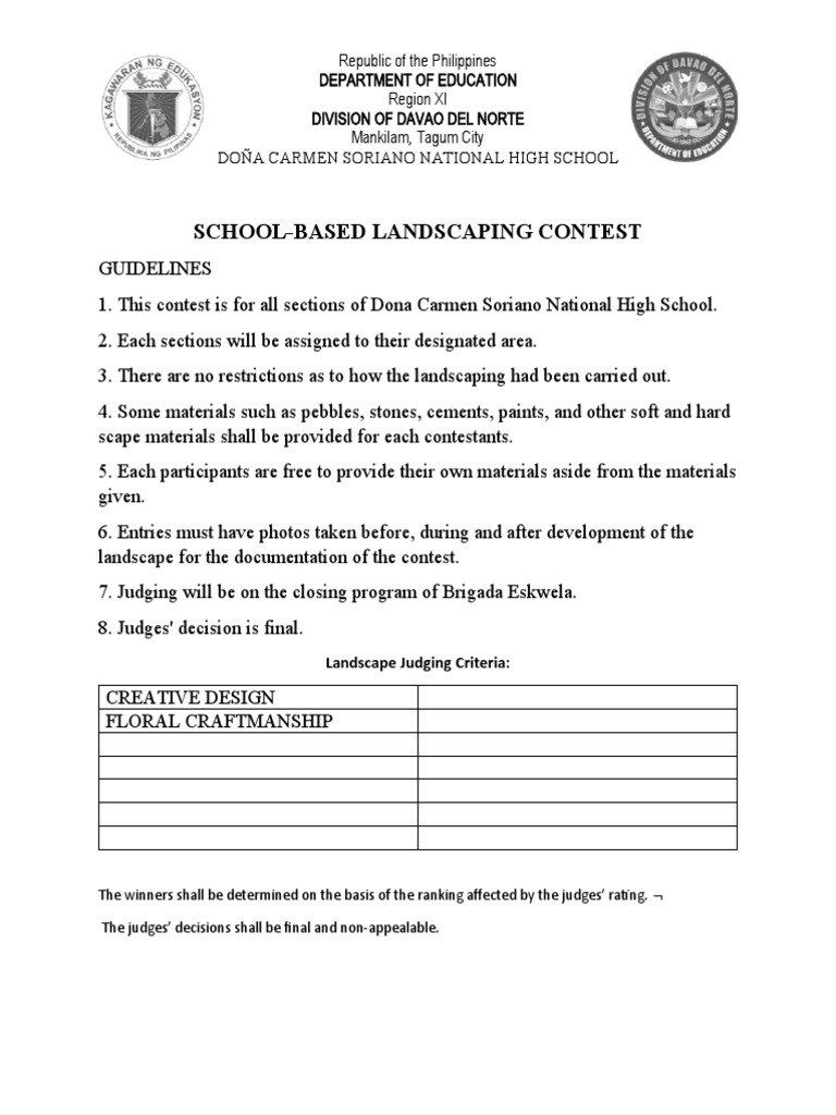 School Landscaping Contest Guidelines | PDF