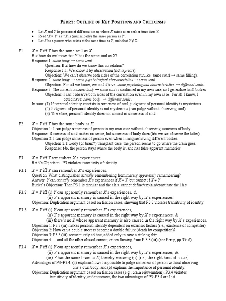 Personal Identity - Perry Outline | PDF | Mental Processes | Cognitive ...