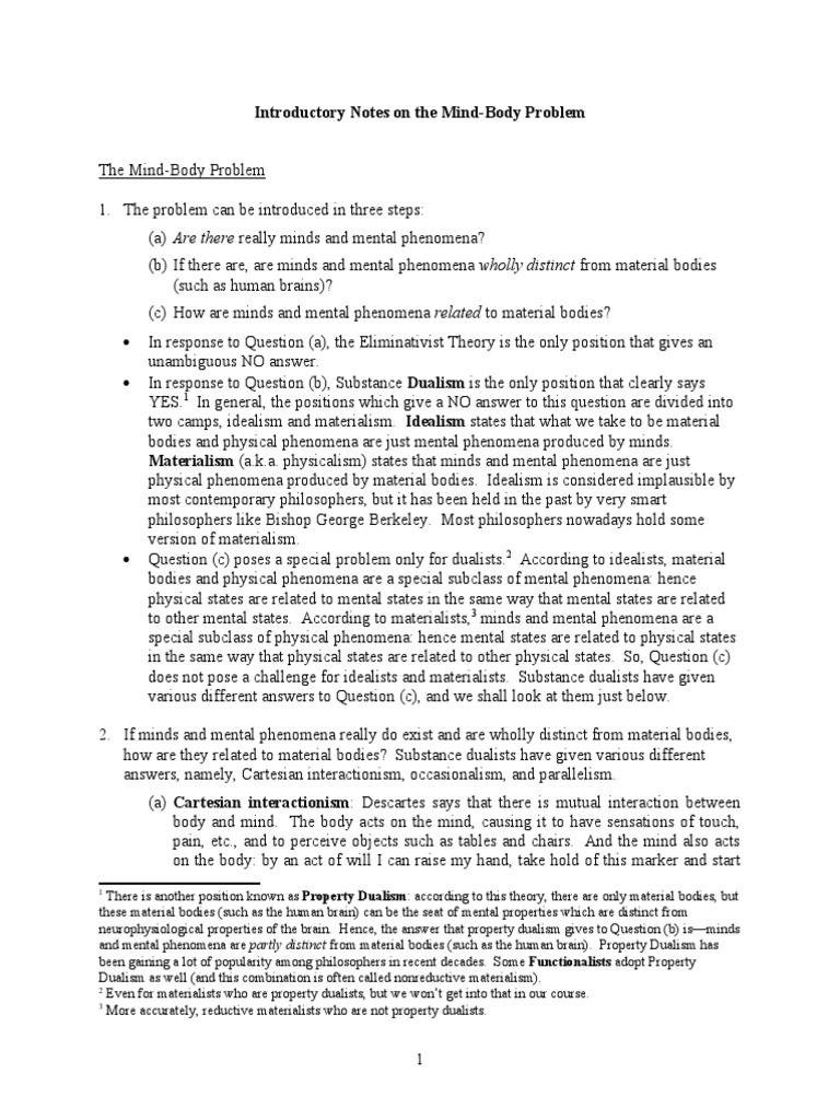 Mind-Body Problem Explained | PDF | Philosophy Of Mind | Mind