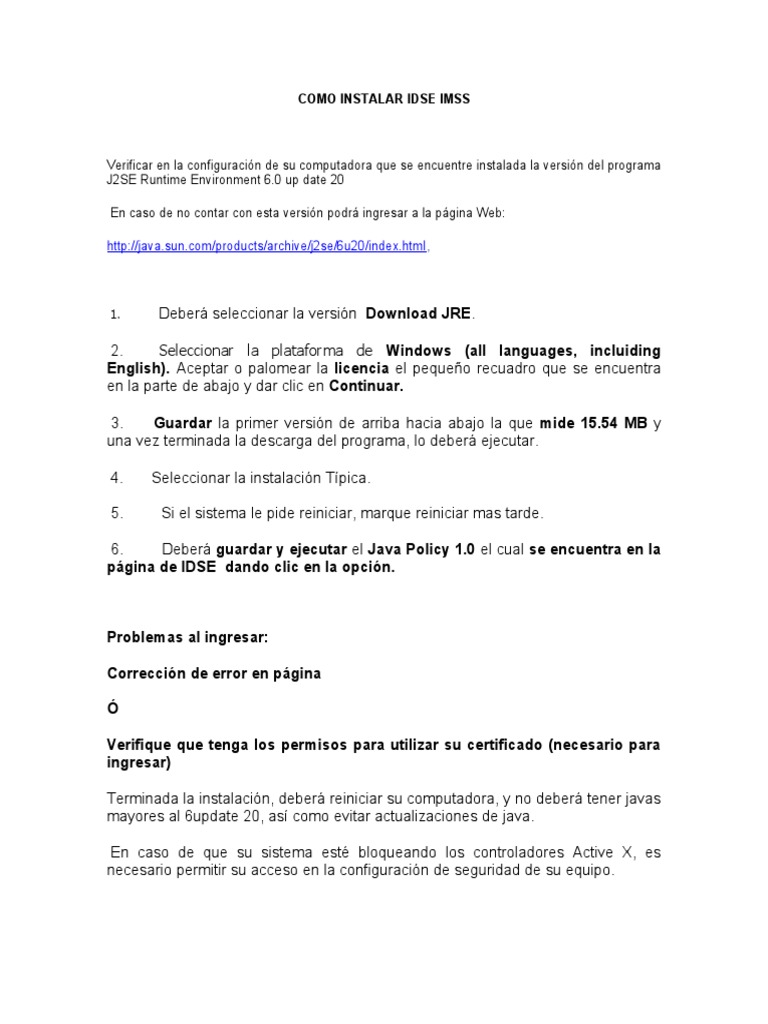 Instalación y Configuración de IDSE IMSS | PDF | Java (lenguaje de ...