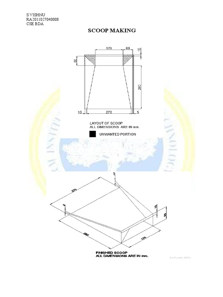 Ex No - 3 SCOOP MAKING | PDF | Sheet Metal | Secondary Sector Of The ...