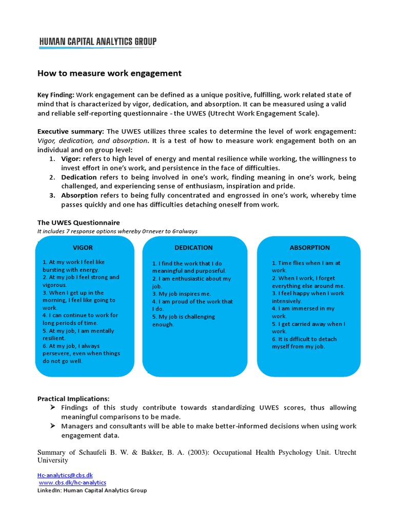 Utrecht Work Engagement Scale | Download Free PDF | Human Nature ...