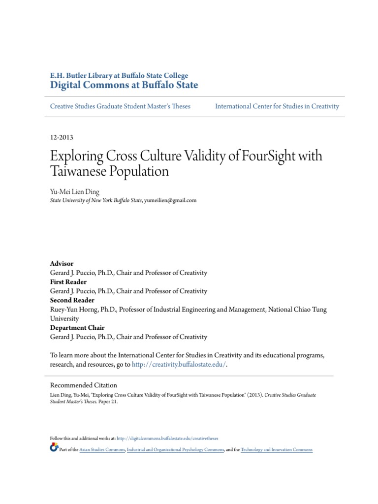 Foursight Thinking Profile (See Appendix A) | PDF | Creativity | Thought