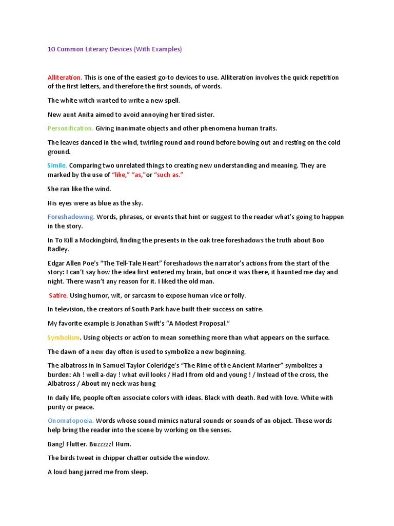 10 Common Literary Devices Explained | PDF | Irony | Romeo And Juliet