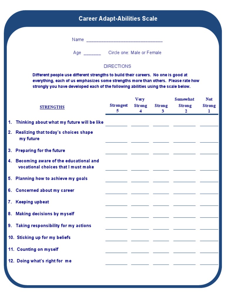 Career Adapt-Abilities Scale (CAAS) | PDF | Cognitive Science | Cognition
