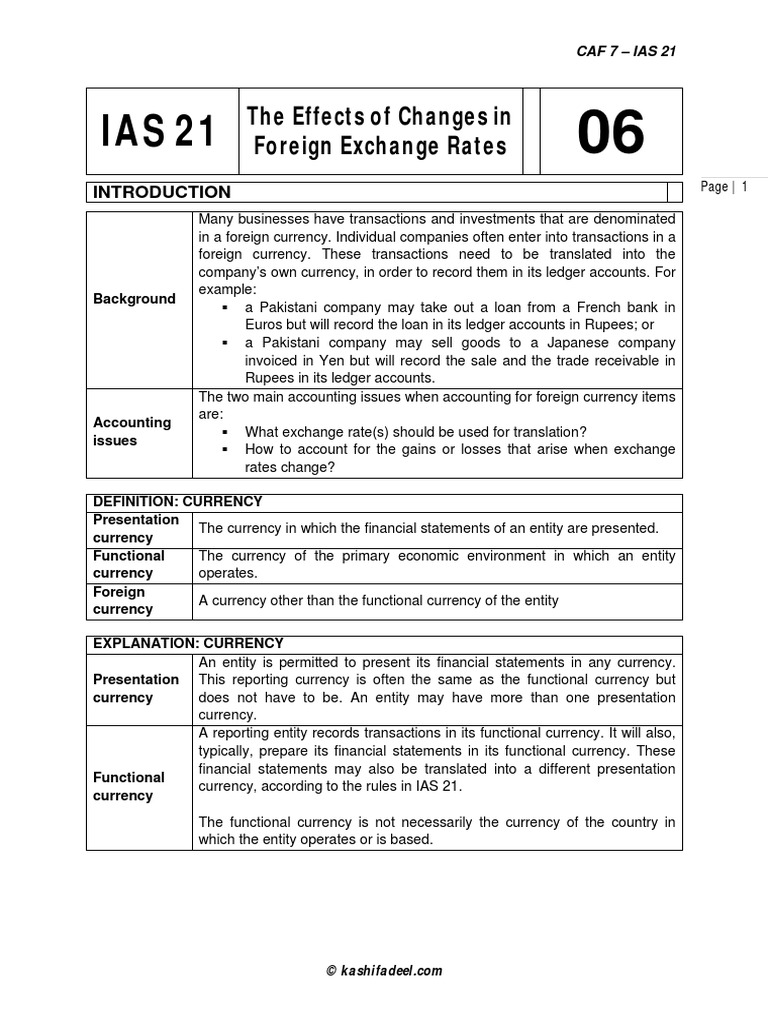 The Effects of Changes in Foreign Exchange Rates: Background | PDF ...