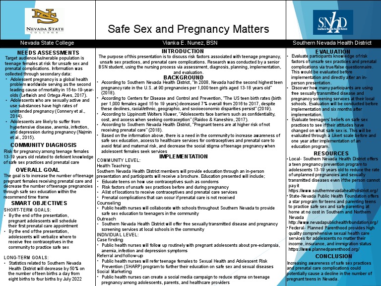 Teen Pregnancy Poster - Nurs 452 | PDF | Teenage Pregnancy | Safe Sex