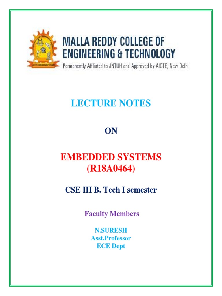 Embedded Systems Notes (Cse & It) | Download Free PDF | Central ...