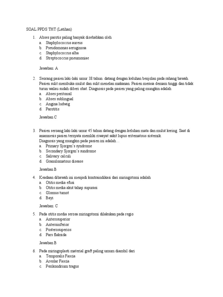 Soal PPDS THT | PDF