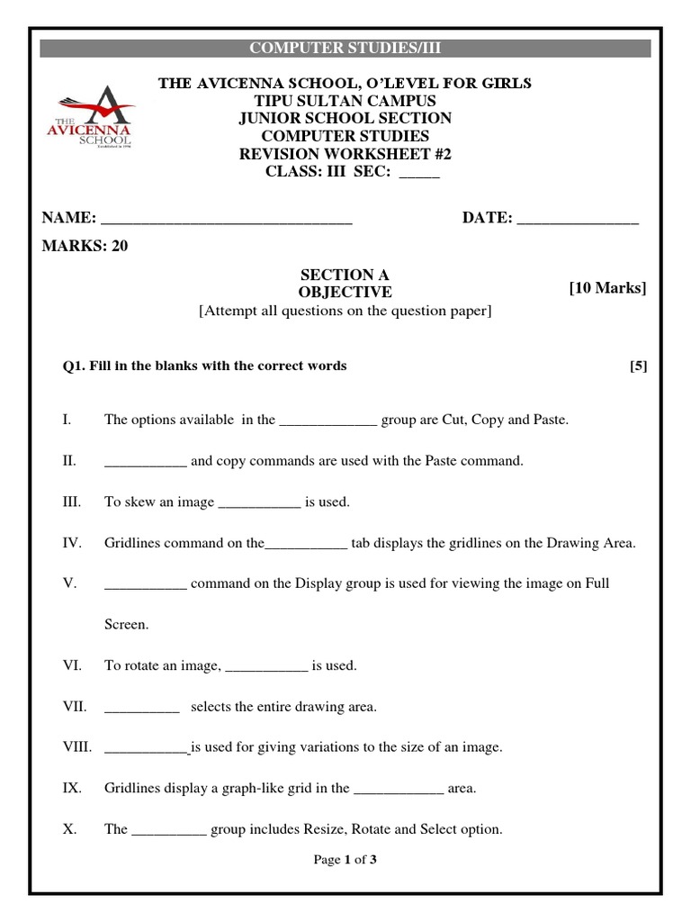 Computer Revision Worksheet 2 | PDF | Software | Computing