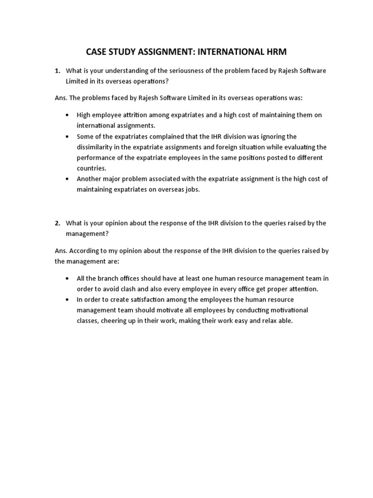 Case Study Assignments | PDF
