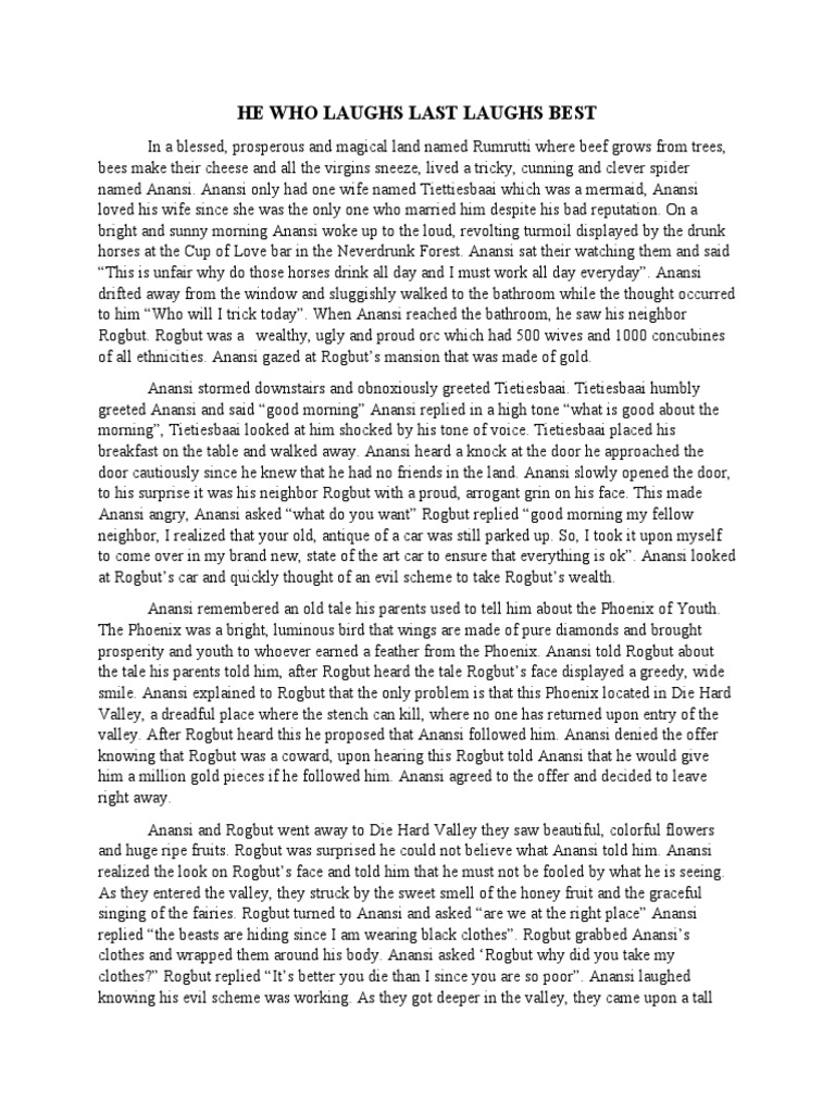 He Who Laughs Last Laughs Best | PDF | Anansi