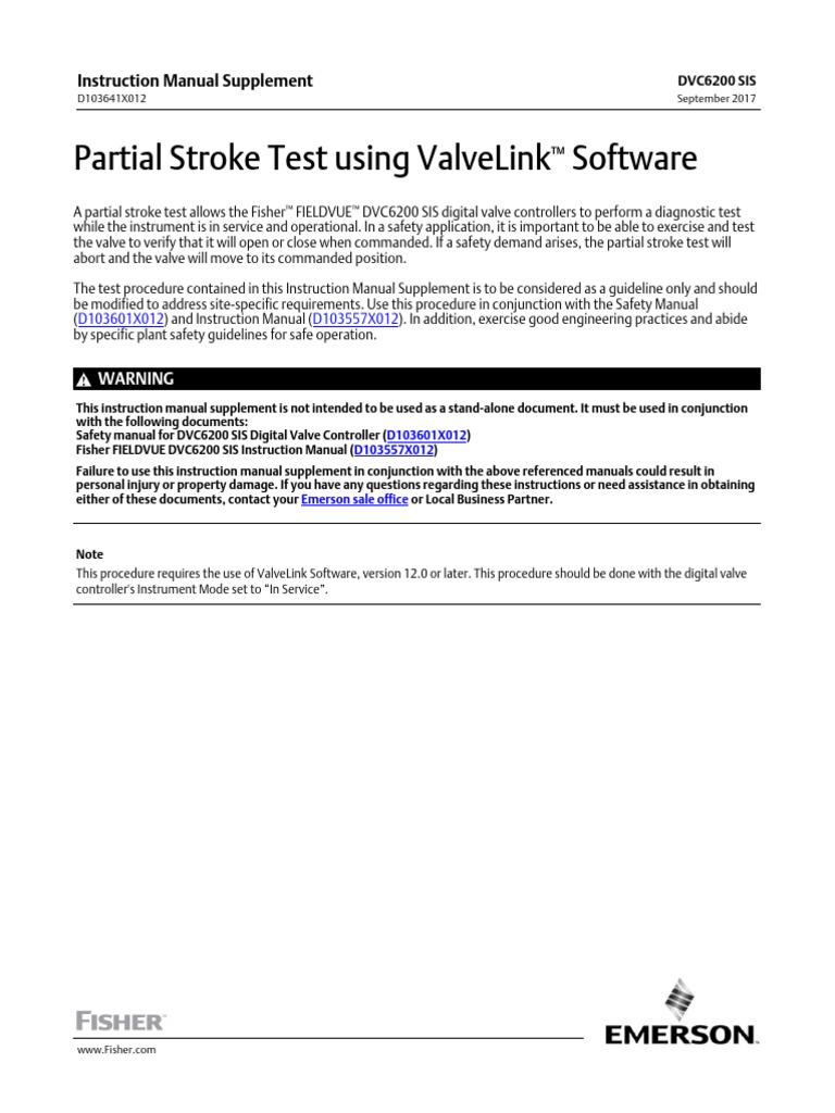 Partial Stroke Test Using Valvelink Software: Instruction Manual ...