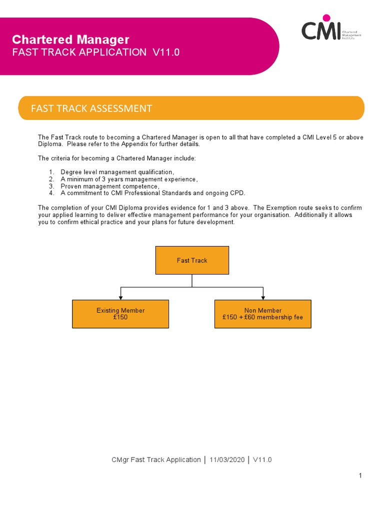 CMGR Fast Track Exemption Application Form | PDF | Professional Development | Business