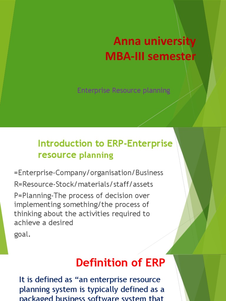 ERP - Unit 1 | PDF | Enterprise Resource Planning | Business Process ...
