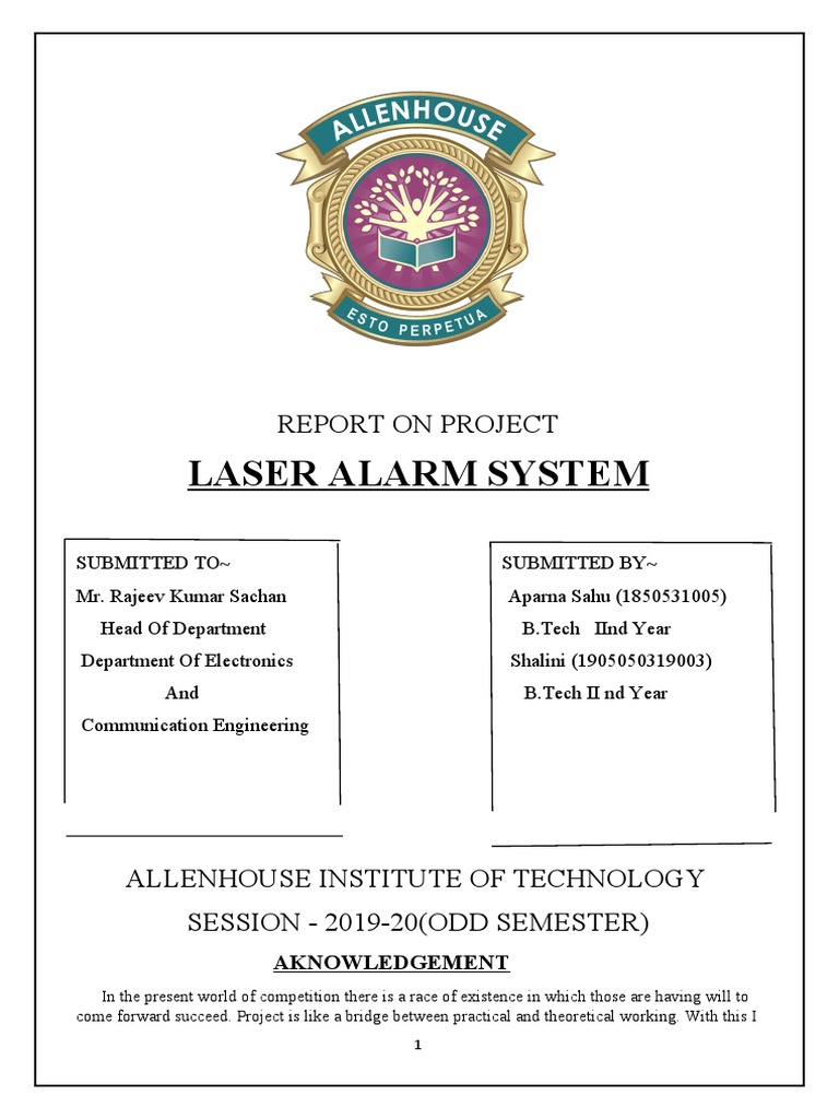 Laser Alarm System: Report On Project | PDF | Electrical Network | Resistor